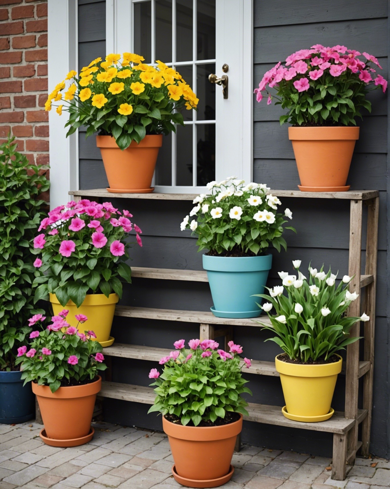 20 Charming Outdoor Flower Pot Display Ideas - Toolz Geek